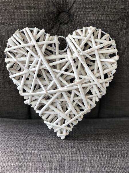 Small White Wicker Heart